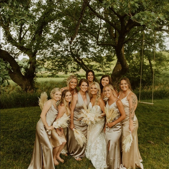 Revelry | Dresses | Reverly Skye Satin Dress Taupe Color | Poshmark